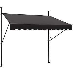 STEELAID Manual Retractable Awning – 59” Non-Screw Outdoor Sun Shade – Adjustable Pergola Shade Cover with UV Protection – 100% Polyester Made Outdoor Canopy – Ideal for Any Window or Door