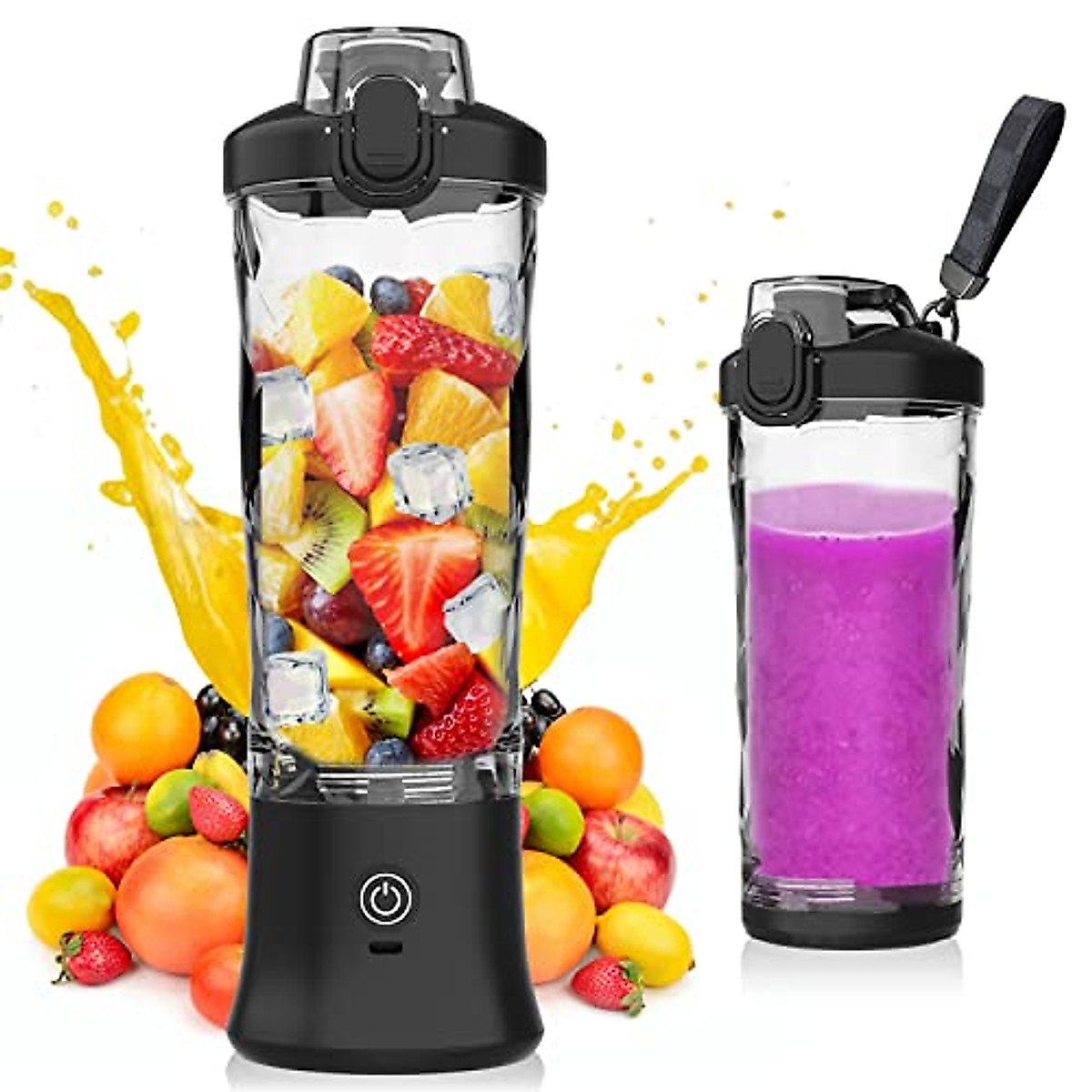 Portable Blender, Personal Size Blender for Shakes and Smoothies, 20oz USB Rechargeable Small Bottle Blender with 6 Blades for Kitchen/Home/Travel