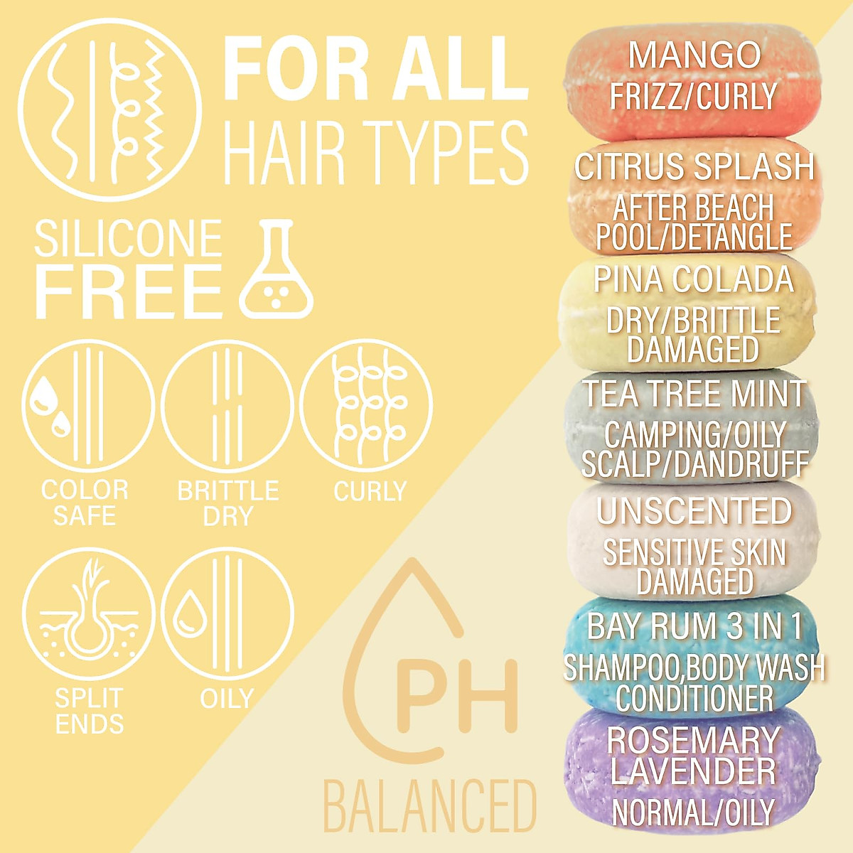 Luxiny Pina Colada Shampoo Bar for Dry Damaged Hair is Vegan, Sulfate free and Made in the USA. Get up to 60 washes at home or great as a travel shampoo.