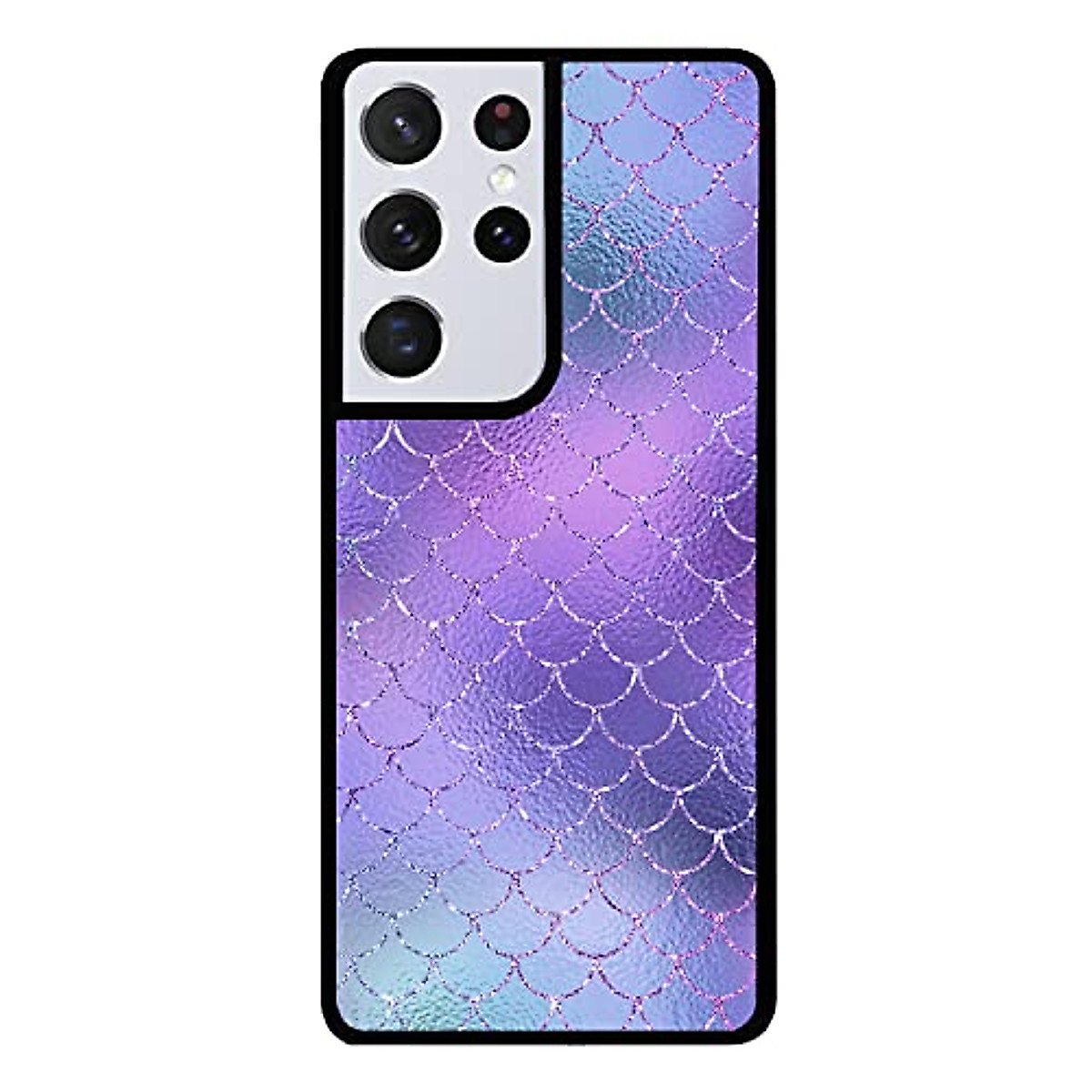 Purple Teal Mermaid Scales Skin Black Rubber Phone Case Compatible With Samsung Galaxy S23 S23+ Ultra S22 S22+ S21 S21FE S21+ S20FE S20+ S20 Note 20 S10 S10+ S10e
