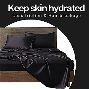 MR&HM Satin Pillowcase for Hair and Skin, Silk Satin Pillowcase 2 Pack, Standard Size Pillow Cases Set of 2, Silky Pillow Cover with Envelope Closure (20x26, Black)