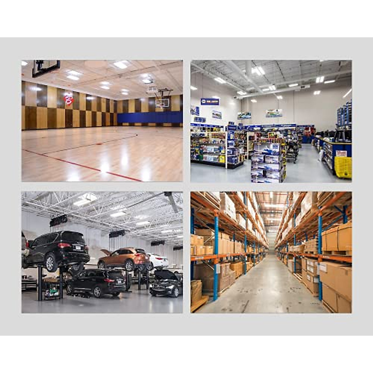 LeadLumens 4Pack 2ft 265w LED High Bay Shop Light,Dim 0-10V, 37100Lm-120277V- 5000K LED Shop Lights, Industrial Grade High Bays (2FT-265W/4Pack), White