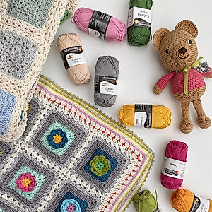 [ Set of 2 Skeins ] SMC Catania Originals 100% Mercerized Cotton Yarn, Total 3.52 Oz. Each 1.76 Oz (50g) / 136 Yrds (125 m) Amigurumi Yarn Fine-Sport 2 (110 Black)