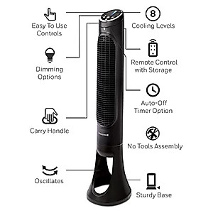 Honeywell QuietSet Tower Fan 8 Speed - Black