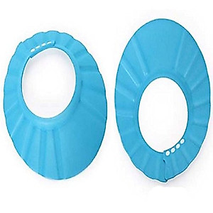 Safe Shampoo Shower Bathing Protection Soft Cap Hat for Toddler's, Baby,Children & Kids to Keep The Water Out of Their Eyes & Face (Blue)