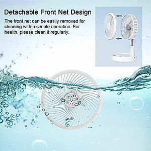 RUNZI Desk and Table Fan,5400Mah USB Powered Pedestal Fan,Foldable and Adjustable Height Air Circulator Flool Fan for Outdoor, Courtyard, Beach,Travel, Room,4 Speed Settings (White)