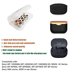 Luckvan Memory Foam Eartips for Sony WF-1000XM4/1000XM5 Replacement Earbuds Tips Sony WF-C500/LinkBuds S/1000XM3 WF-XB700 WI-1000X fit Charging Case 4 Pairs Gray Small