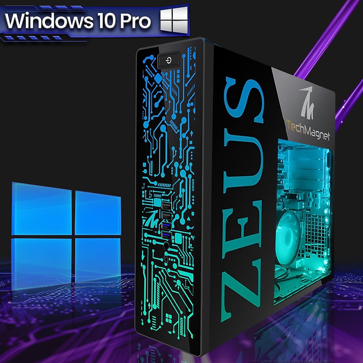 TechMagnet Gaming Desktop PC, Intel i7 6th Gen, Zeus Pro 6, GT 1030, 32GB RAM ARGB, 1TB SSD + 4TB HDD, RGB Front Panel 385 Patterns, RGB Kit, Win 10 Pro (Renewed)