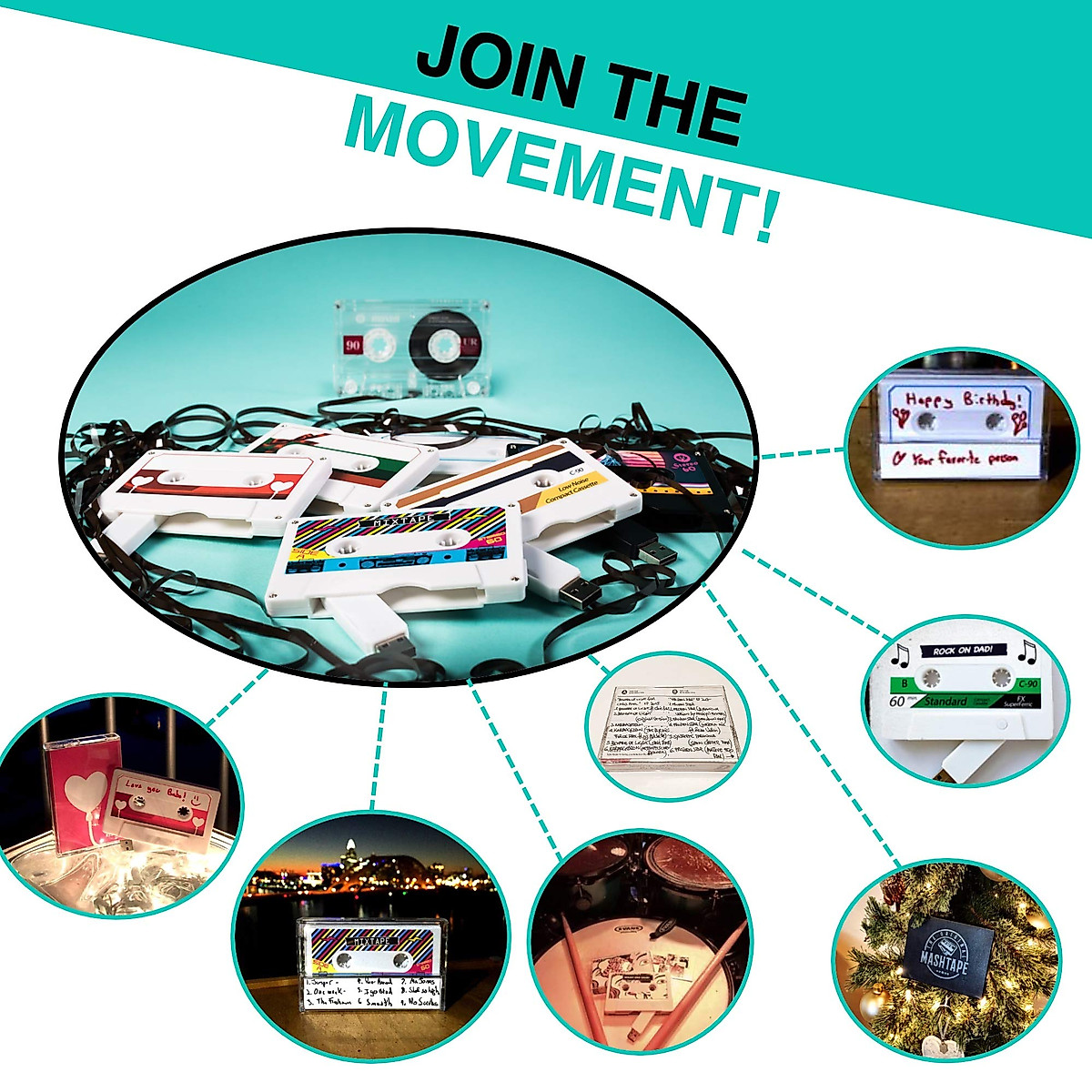 The Original MASHTAPE--Heart Balloon Design for Loved One, 8GB USB Cassette Flash Drive