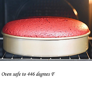 Kitcom Nonstick Bakeware Sets Textured 6-Piece with Cookie Sheet Set, Roasting Pan, Round Cake Pan, Loaf Pan, Heavy Duty Carbon Steel Premium Baking Pans, Champagne Gold