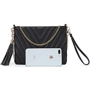 lola mae Women's Wristlet Handbags Simple Quilted Small Clutch Crossbody Bag