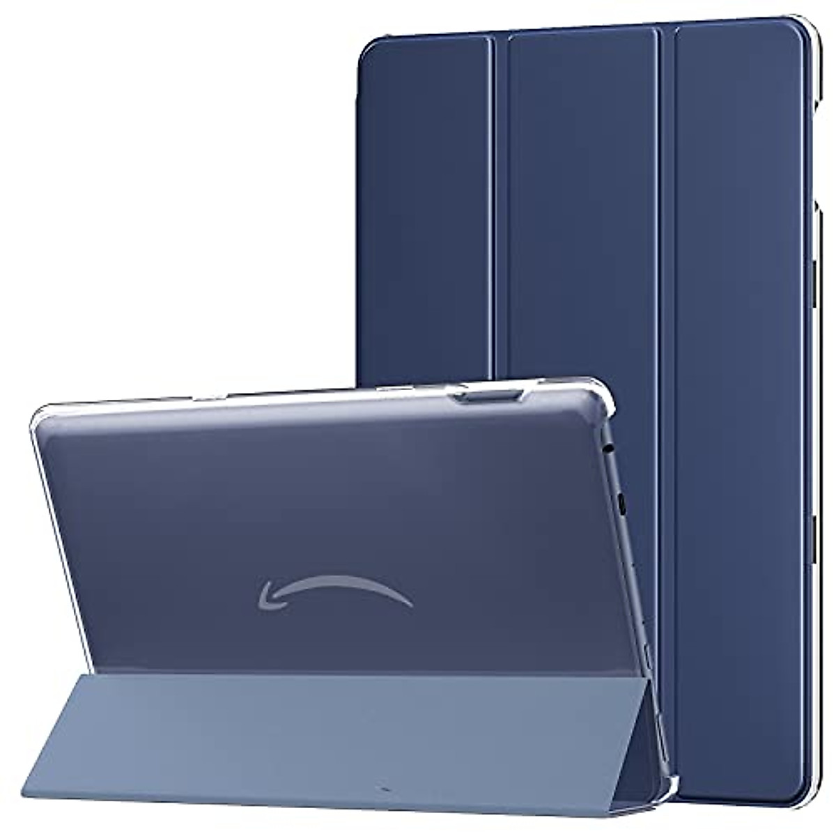 MoKo Case Fits All-New Kindle Fire HD 10 & 10 Plus Tablet (11th Generation, 2021 Release) 10.1" - Slim PU Leather Trifold Stand Cover Frosted Hard Back Shell with Auto Wake/Sleep, Indigo