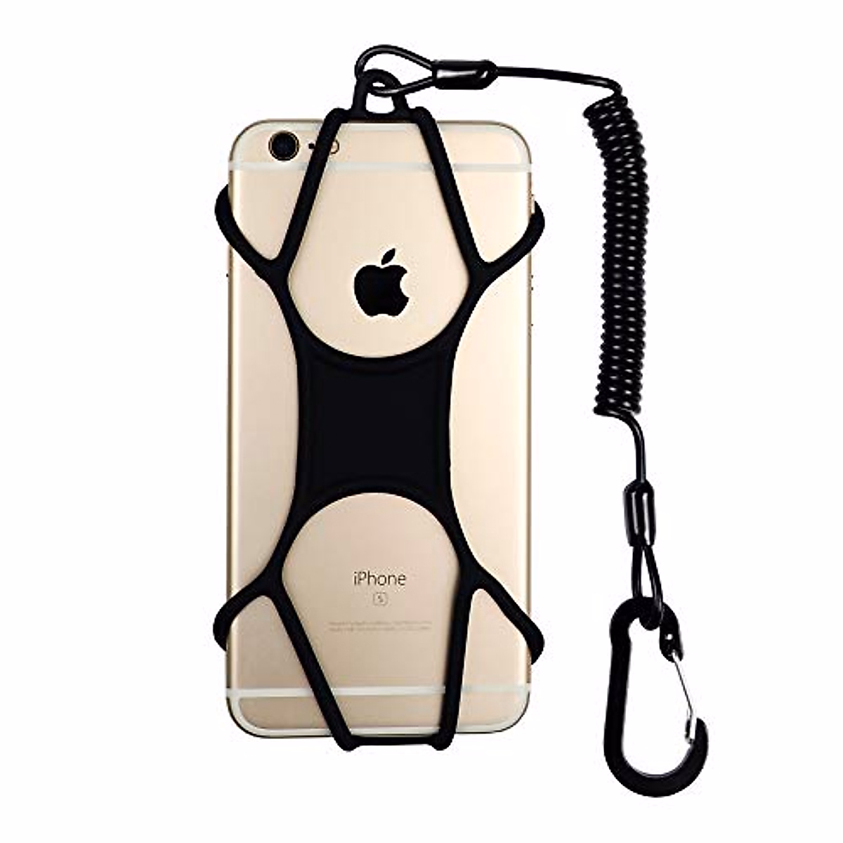 Rugged Phone Lanyard Holder with Coiled Strap Tether and Gated Carabiner for Hiking, Climbing, Skiing, Outdoors, School, Travel, Clip to Belt Loop, Clothing, Backpack, Compatible with Most Cell Phones