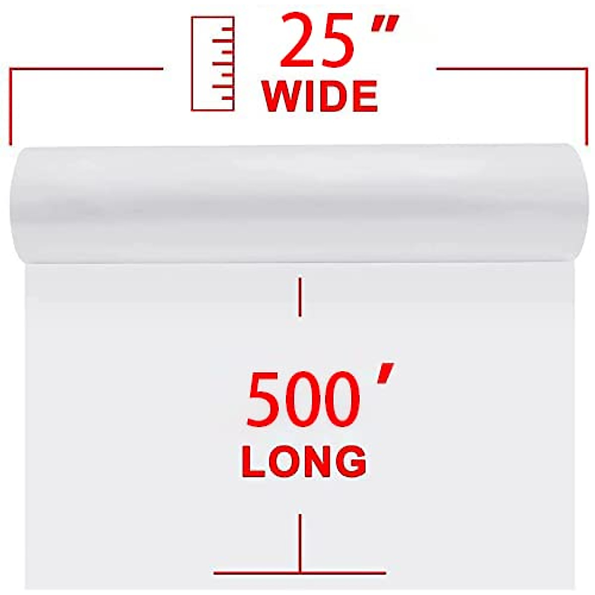Thermal Laminating Film Rolls, Clear Stretch Film Laminating Rolls 25 inches x 500 feet, 1 Inch Core 1.2 Mil Glossy Finish Film for Printed Protection(2 Rolls)