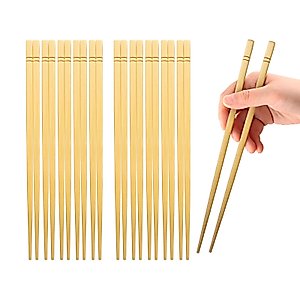 HOPELF 5 Pairs Bamboo Chopsticks Wooden Chinese Classic Style，9 1/2 Inches，More Quantity Choices 10Pairs/20Pairs