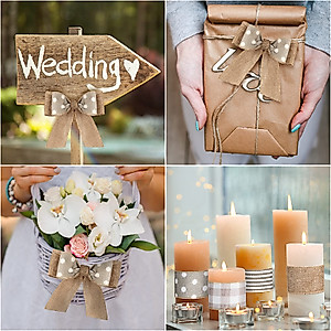 Whaline Farmhouse Wired Edge Ribbon 4 Rolls White Polka Dots Buffalo Plaid Stripe Ribbon Rustic Farmhouse Craft Ribbon for Spring Wedding Ribbon Wreaths Assorted DIY Gift Wrapping 2.5In x 20 Yard