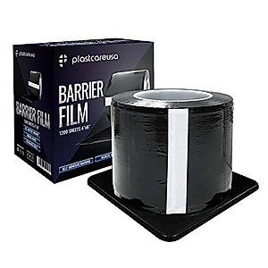 Black Barrier Film Roll 4"x6" - Protective Dental Barrier Film for Dental, Medical, Tattoo - Perforated Adhesive Barrier Tape Sheets (1 Box of 1200 Sheets) by PlastCare USA