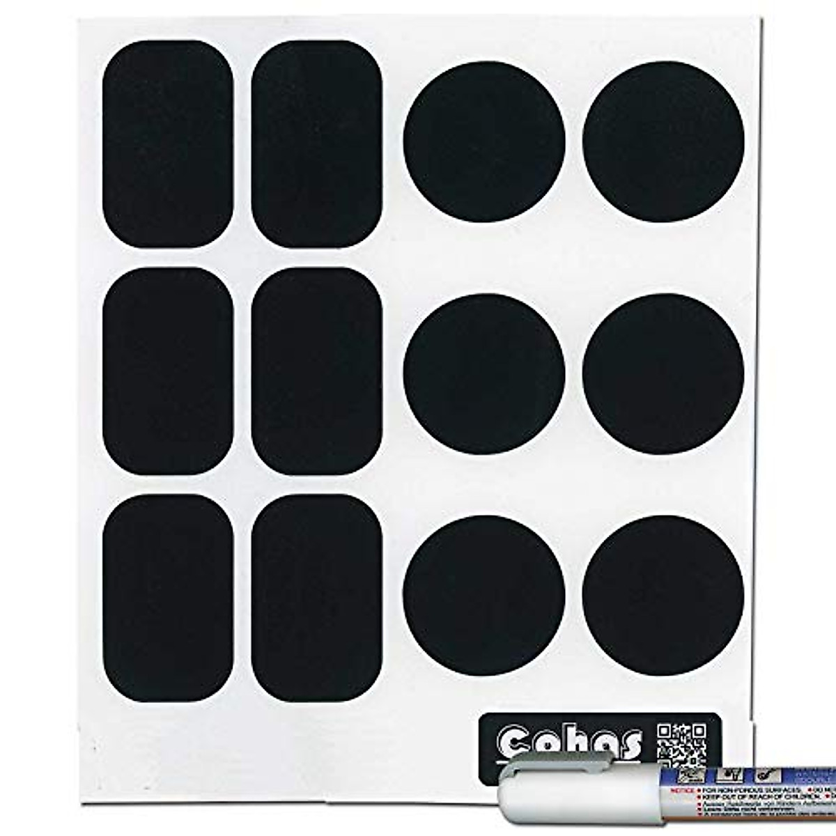 Cohas Chalkboard Labels for kamenstein or CS Household Spice Jars includes Liquid Chalk Marker and 36 Labels, Fine Tip, White Marker