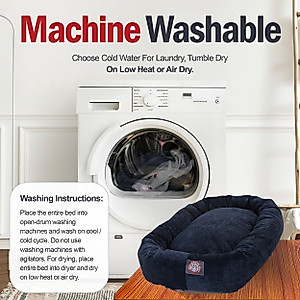 Majestic Pet 40 Inch Micro Velvet Calming Dog Bed Washable – Cozy Soft Round Dog Bed with Spine for Head Support - Fluffy Donut Dog Bed 40x29x9 (inch) – Round Pet Bed Large – Navy