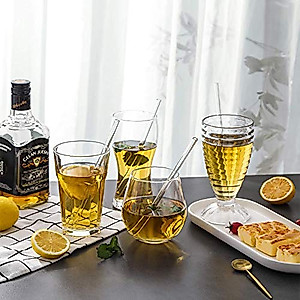 EVEREST GLOBAL Reusable Glass Straws 12 in 1 set 8.5" Drinking Straw for Smoothies Cocktails Bar Accessories Straws with Brushes Inside