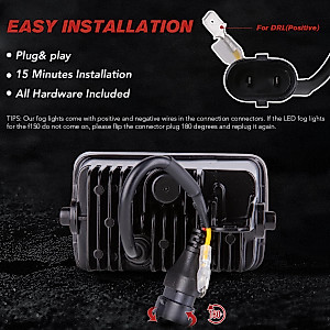 BICYACO LED Fog Lights with DRL Daytime Running Lights Compatible with 2015-2020 Ford F150, 4 Inch LED Fog Light Assembly Kit, 36W Waterproof LED Bumper Lamps Set-1 Pair