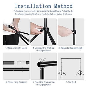 Walk Fly Backdrop Stand, 2x2m Adjustable Photography Muslin Background Support System Stand with Spring Clamps for Photo Video Studio Shooting, Christmas Parties Wedding