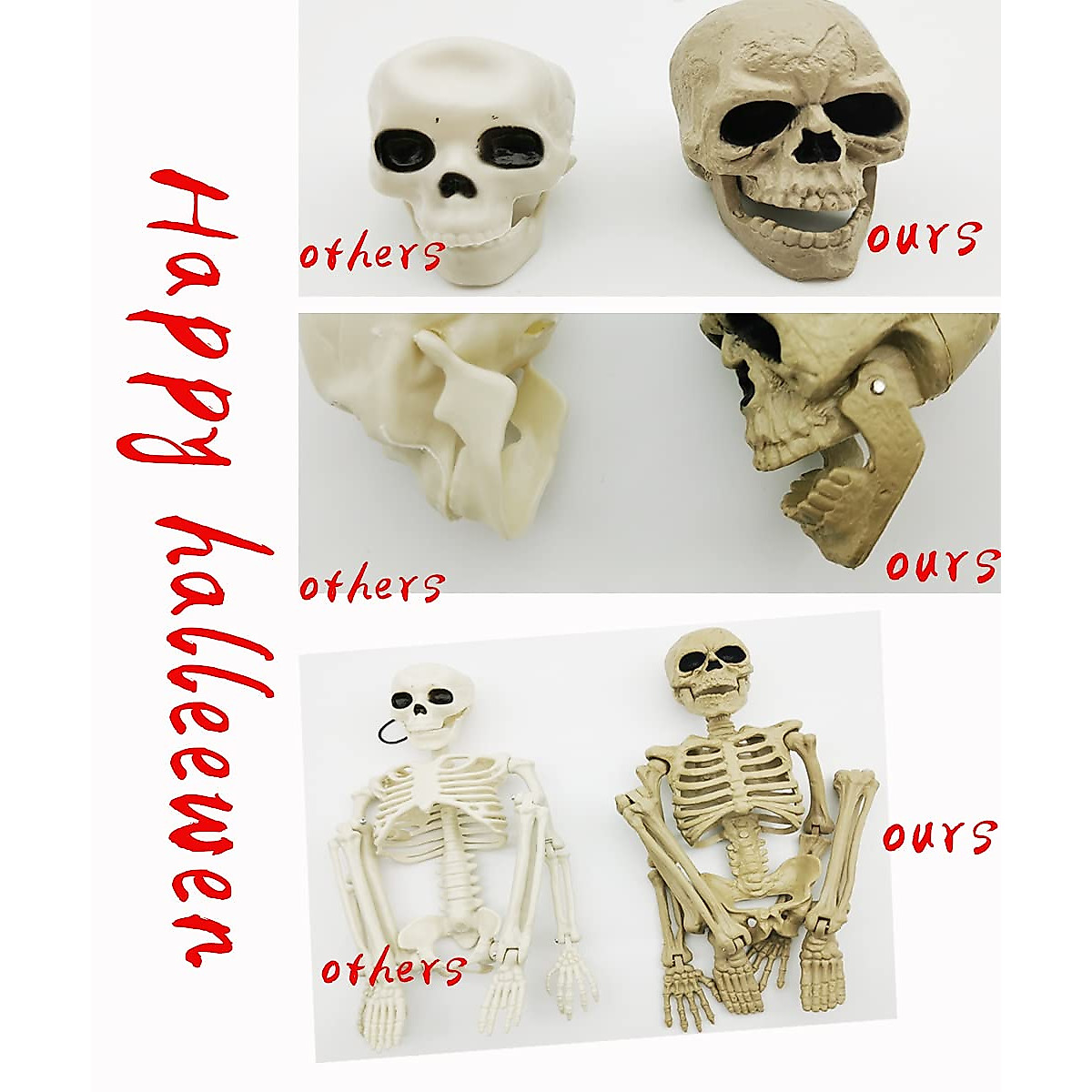 e Crafty 16" Halloween Skeleton,Full Body Skeleton with Posable Movable Joints for Haunted House Props Decorations