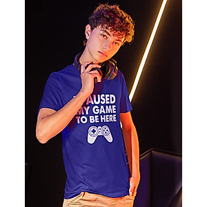 Kids Gamer Shirt I Paused My Game to Be Here Gifts for Gamers Boys Youth Gaming Shirts Medium Blue