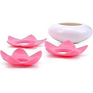 JDYYICZ 2-Pack Lotus Flowers Cotton Swab Holder, Small Q-Tips Toothpicks Storage Organizer,Bathroom Vanity Canister(Green+Pink)