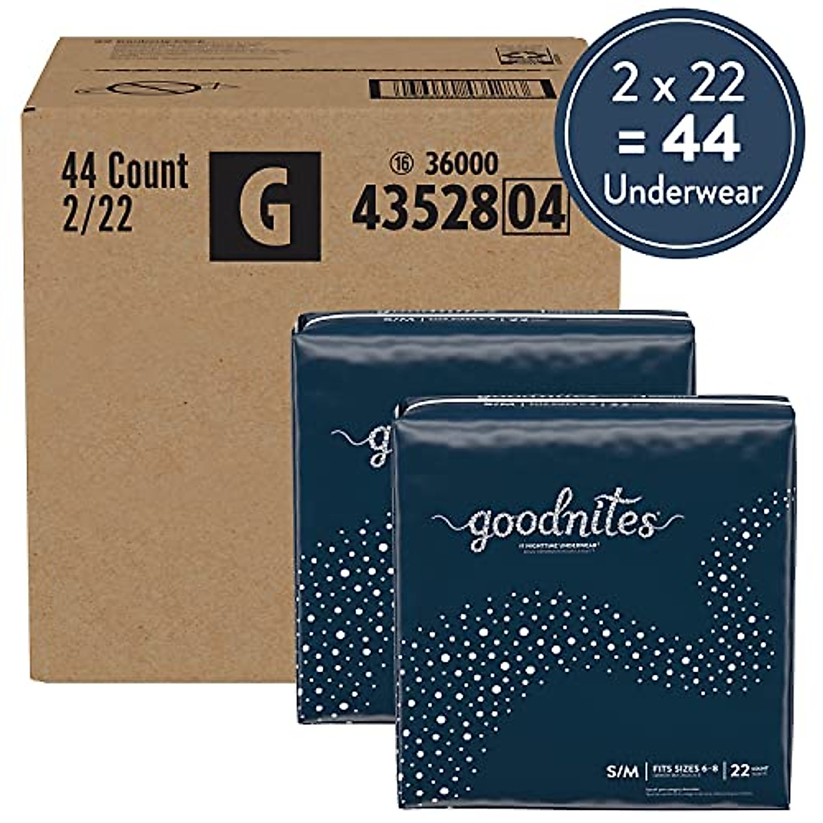 Goodnites Bedwetting Underwear for Boys, S/M, Discreet, Small/Medium, 22 Count (Pack of 2), Packaging May Vary
