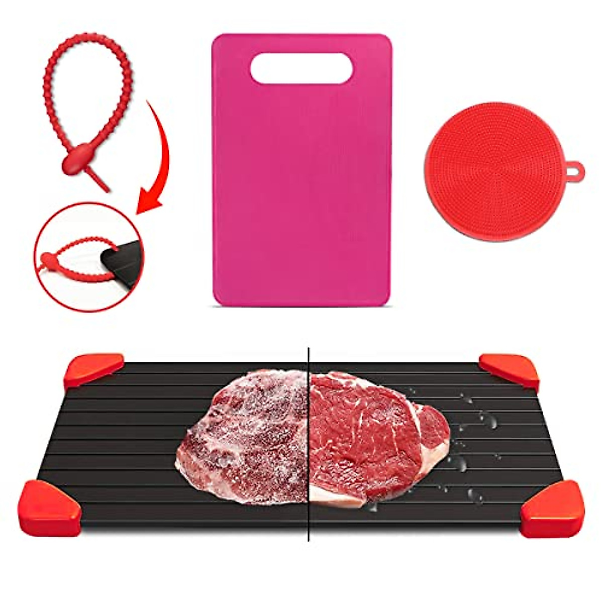 Skyytel Defrosting Tray for Frozen Meat - Fast and Easy Way of Thawing Food - Natural Heating Defrosting Plate Board - Large Size Thawing Plate - Includes Pack of 8 Pieces