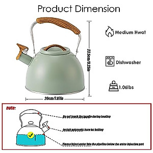 3L Whistling Tea Kettle for Stove Top,Teapot for Stovetop, Wooden Handle for Cool Toch▂20 * 23.5cm/7.78"*9.25"