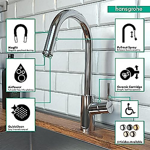 hansgrohe Talis S² Chrome High Arc Kitchen Faucet, Kitchen Faucets with Pull Down Sprayer, Faucet for Kitchen Sink, Magnetic Docking Spray Head, Chrome 14872001