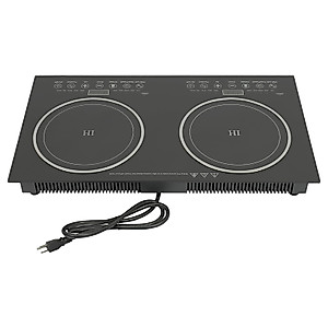 Electric Induction Ceramic Cooker,Countertop 2 Burner Cooktop Portable Cooker,2 Burners Induction Cooktop Electric Hob Cook for Camping,RV (1200W Induction Cooker+ 1200W Super Power)