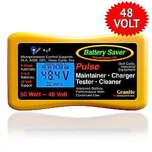 Battery Saver Premium 48 Volt 50W Pulse Charger, Maintainer & Tester (Gen. 3), Yellow, Black (2365L-48-G3)
