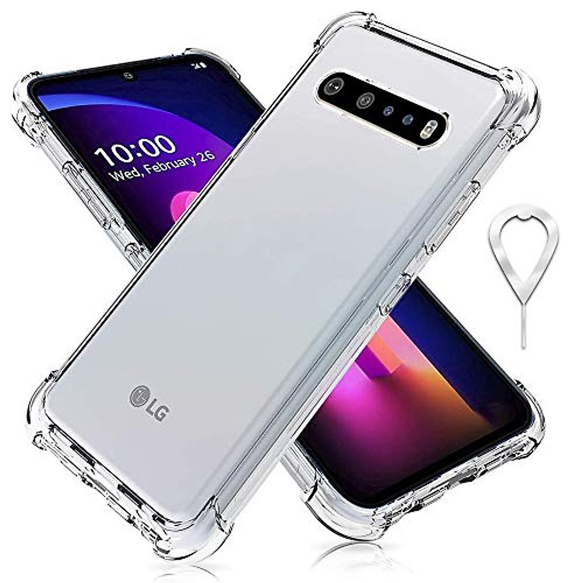 V60 ThinQ Case,Environmental Silicone Dustproof Anti-Slip Soft TPU Crystal Shell Skin SIM Card Ejection Pin for LG V60 ThinQ 5G LM-V600 AT&T/T-Mobile/U.S. Cellular/Verizon