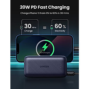 UGREEN Portable Charger 10000mAh USB-C Power Bank PD 20W, Portable Charger Power Bank for Samsung Galaxy S23/S22/S21/S10, iPhone 13 Series/iPhone 12 Series, iPad, and More (USB C to A Cable Included)