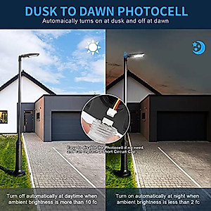 AKK 150W LED Parking Lot Lighting with Adjustable Slip Fitter, 21000LM (140LM/W) LED Parking Lot Lights, 5000K Street Light Dusk to Dawn Photocell, Waterproof LED Shoebox Light for Roadway, ETL Listed