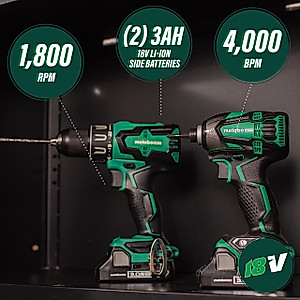 Metabo HPT 18V MultiVolt Hammer Drill and Triple Hammer Impact Driver Cordless Combo Kit | Lifetime Tool Warranty | KC18DBFL2C