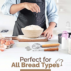 Banneton Bread Proofing Basket Set of 16, Bread Making kit for Sourdough | Made of 100% Organic, Odorless & Splinter Free Rattan, Proofing Bowls for Sourdough Bread, Proofing baskets (Premium Kit)