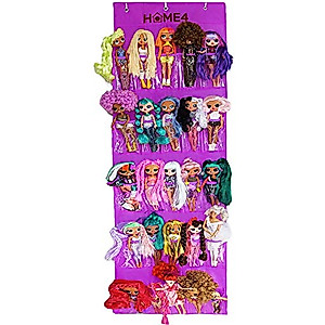 HOME4 Hanging Over The Door Storage Organizer Holder Compatible with Surprise Toys Dolls OMG Bar bie LOL (Purple)