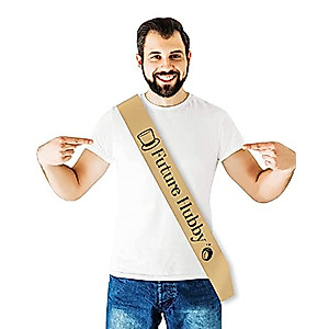 BroSash Bachelorette & Bachelor Party Sash -"Future Wifey" &"Future Hubby" Groom, Bride to Be Supplies 2 pcs Set Best Wedding Gifts Bridal Shower Decorations Engagement Favors Miss to Mrs. Gift Kit