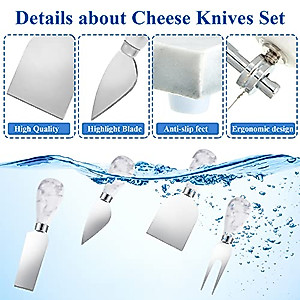 Marble Cheese Slicer 5 x 8 Inch Cheese Cutter and 4 Pcs Cheese Knife with Handle Cheese Heavy Cutter Set for Kitchen Charcuterie Cutting Cheeses, Butter, Meats, Other Appetizers, White