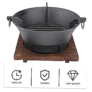 Happyyami 1 Set Grill Portable Grill Stand Hibachi Grill Outdoor Stove Burner Stove Charcoal Fire Stove Grilling Tools Camping Barbecue Stove Iron Grill Charcoal Grill Stove Cast Iron Black