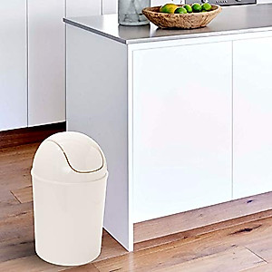 Umbra Mini Waste Can, 1.25 Gallon with Swing Lid (Linen)