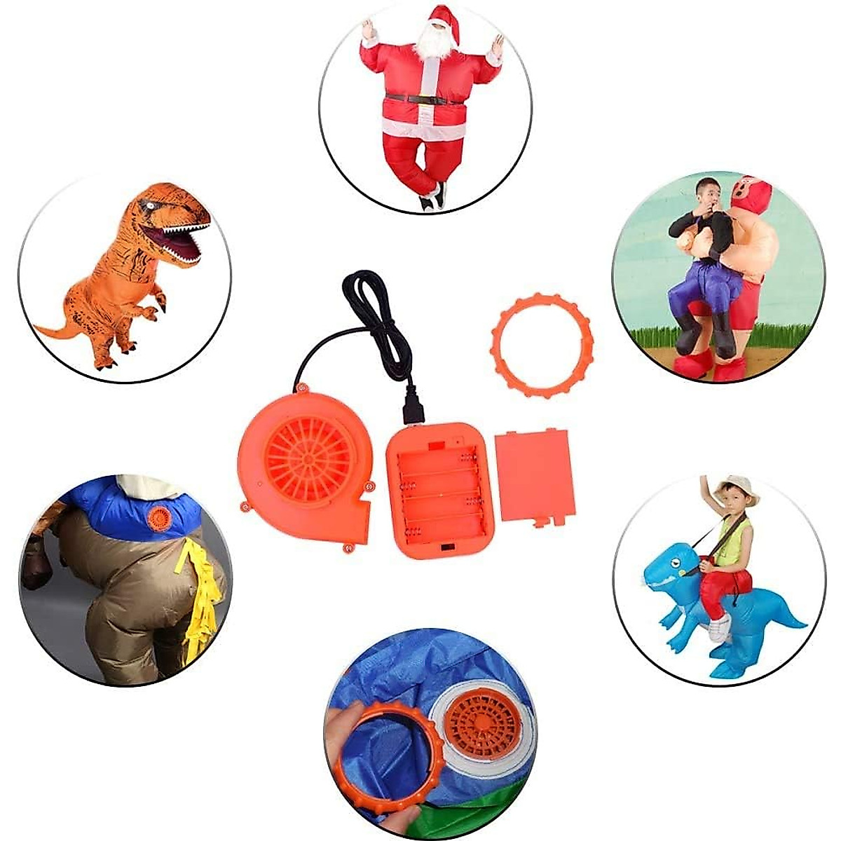 ZISUEX USB Mini Fan Blower Potable Inflatable Costume Fan for Halloween Inflatable Dinosaur Costume, Fancy Dress, Mascot Head,Party Inflatable Cosplay Jumpsuit