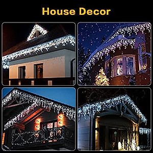 Techip Christmas Lights Outdoor Icicle Lights 400LED 47FT 8Modes Connectable LED String Lights Plug in with 80Drops Indoor Decorations for Garden Wall Christmas Halloween Decorations Cool White