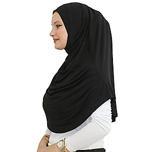 Prien Ready To Wear Hijab For Women, Instant Turban, Soft Muslim Scarf For Prayer, Long Hijabs, Islamic Clothes, Jersey Abaya (Black)