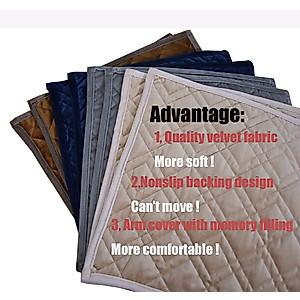 HAOMAIJIA Sofa Armrest Cover, Recliner Chair Arm Cover,Armchair Slipcover Nonslip Quilted Furniture Protector for Leather Sofa Couch (ALatte, 20 x24 Inches Sofa Armrest Cover-2 Pieces)