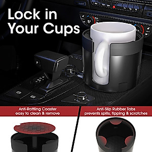 AUJEN Cup Holder Expander for Car - Upgraded Extender Cup Holder w/Offset Option, Adjustable Car Cup Holder Expander, Versatile Car Accessories，Large Bottles & Big Drinks，1 Pieces